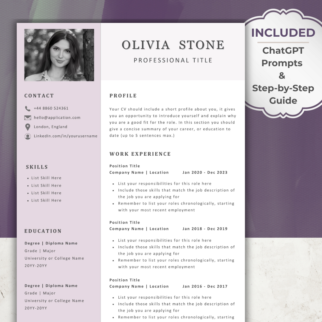 All-in-One CV Template Kit – Purple Edition – Nailed It CVs